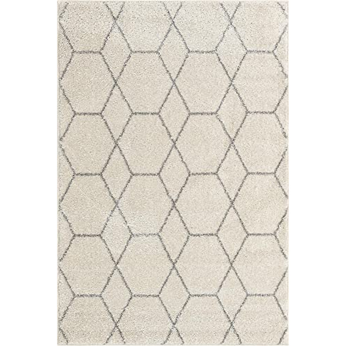 Unique Loom Trellis Frieze Collection Area Rug - Geometric (4' 1" x 6' 1", Ivory/ Gray)