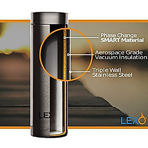 LEXO Temperature Regulating Smart Travel Mug - Flip Top Lid (Black, 16. oz.)
