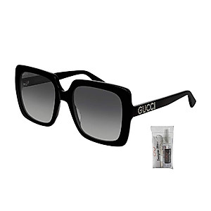 Gucci GG0418S 001 54M Black/Grey Gradient Square Sunglasses For Women+ BUNDLE With Designer iWear Eyewear Kit