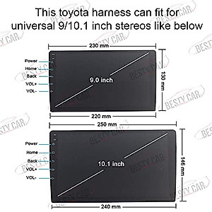 Car Radio Stereo Power Harness Wiring for Toyota Corolla Highlander CHR Reiz USB Cable CANBUS Decoder for 9/10.1'' Head Unit CD Player Support OEM Camera Steering Wheel Control Orignal USB