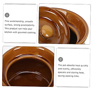 Veemoon 2pcs Ceramic Stew Pot Braised Ceramics Stew Bowl