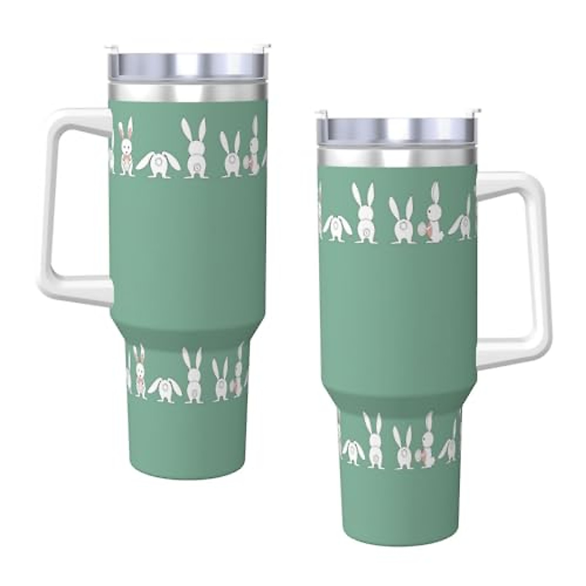 HULIBIN Easter Bunny Print Double Deck Stainless Steel Travel Coffee Cup With Lid 40 Oz Ice Bully Cup