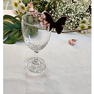 XIAOYUE 20pcs of Acrylic Drink Markers,Mirrored Butterfly Champagne Glass Markers,Blank Wedding Drink Charm,DIY Butterfly Place Names Wedding Favours (Rose Gold Mirror)