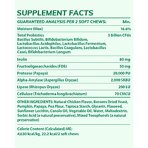 Probiotics Chews for Dogs with Prebiotic & Digestive Enzymes,Support Gut Health, Digestion, Immunity, Relief Seasonal Allergies, Diarrhea, Constipation (Chicken Flavor / 120 Chews)