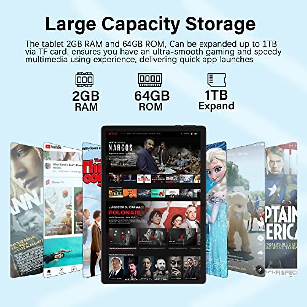 Android Tablet 10 inch, Android 11.0 Tablet, 2GB RAM 64GB ROM, 1TB Expand Android Tablet with Dual Camera, WiFi, Bluetooth, 8000mAh, HD Touch Screen, Google GMS Certified…