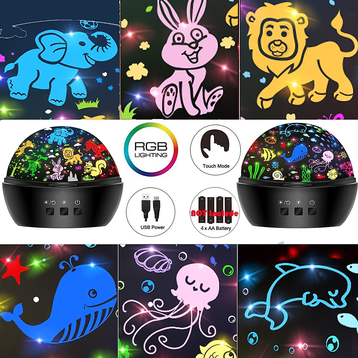 HONGID Night Light for Kids,Kids Night Light Projector,2 in 1 Boys Room Decor,Christmas Xmax Birthday Gifts for Children,Cool Light Sensory Aesthetic Room Decor-Black