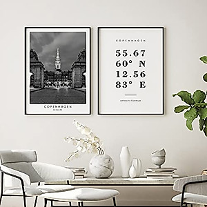 Dear Mapper Copenhagen Denmark View Abstract Road Modern Map Art Minimalist Painting Black and White Canvas Line Art Print Poster Art Print Poster Home Decor (Set of 3 Unframed) (16x20inch)
