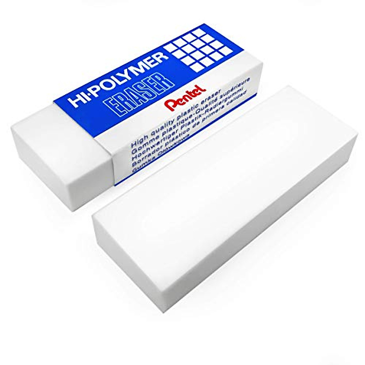 Hi-Polymer Large Plastic Rubbers Erasers - White - Pack of 2
