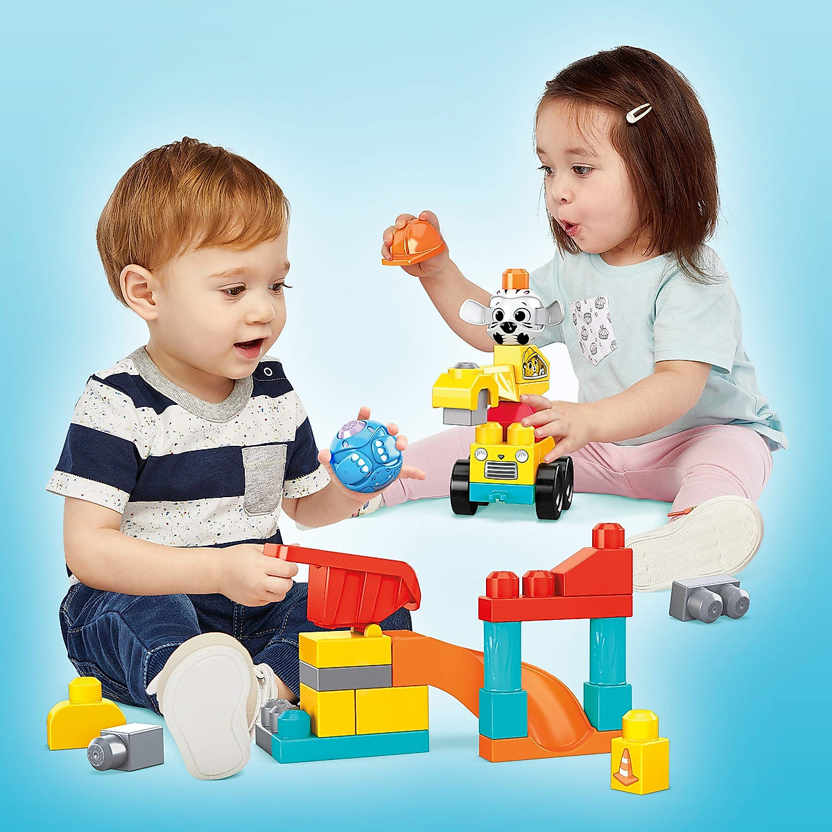 Mega Bloks Peek A Blocks Construction Site, Building Toys for Toddlers (30 Pieces)