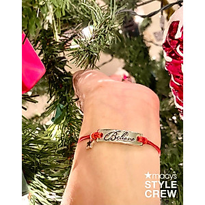 Giani Bernini Macy's Silver-Tone Believe Colored Cord Slider Bracelet OS