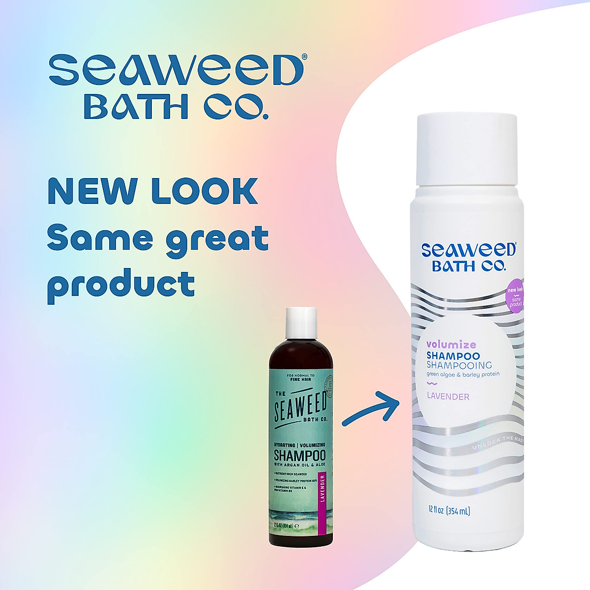 Seaweed Bath Co. Volumize Shampoo, Lavender Scent, 12 Ounce, Sustainably Harvested Seaweed, Green Algae, Barley Protein, For Normal to Fine Hair