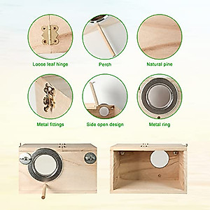 Parakeet Nesting Box, Transparent Bird Box Bird Nests for Cages Nest Box with Perch Wood Bird Cage House Nidos para Pajaros Periquitos for Cockatiel Lovebirds Budgie Finch Parrotlets Canary Conure