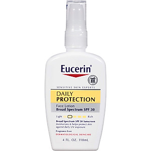 Eucerin Daily Protection Face Lotion - Broad Spectrum SPF 30 - Moisturizes and Protects Sensitive, Dry Skin - 4 fl. oz. Pump Bottle