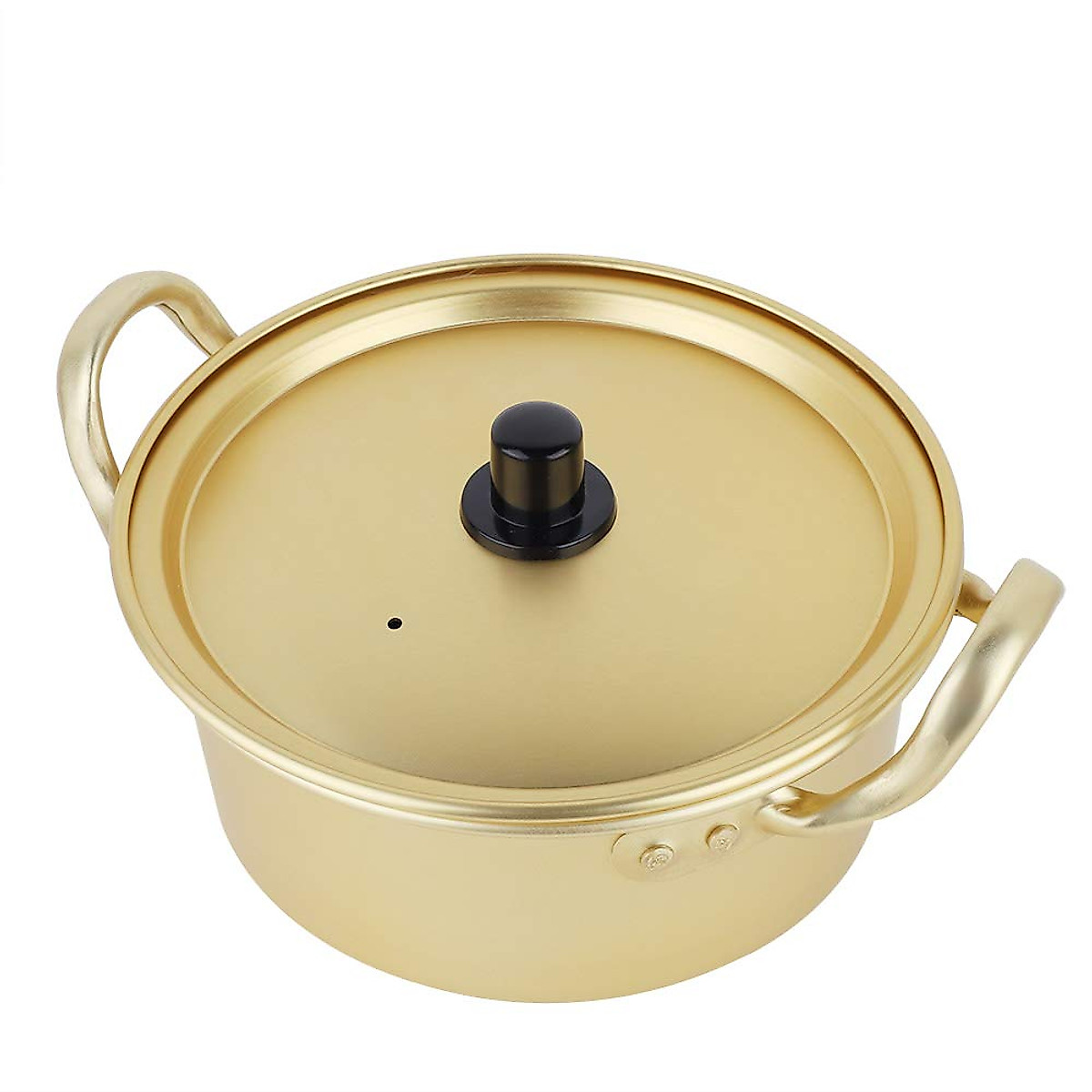 Korean ramen pan with lid quick noodle cooking pot Korean yellow aluminum soup pot noodle pot with handle for soup noodles(20cm Pot)