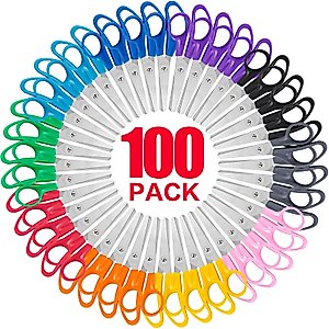 100 Pack Kids Scissors, 5 Inch Bulk Scissors for School, Blunt Tip Scissors for Child Student Teacher, Kids Safety Scissors for Preschool Classroom Office Home, School Supplies Craft Cutting Paper
