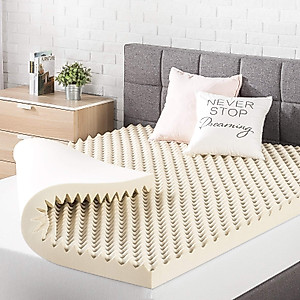 Best Price Mattress 3 Inch Egg Crate Memory Foam Mattress Topper with Copper Infusion, CertiPUR-US Certified, Queen Beige