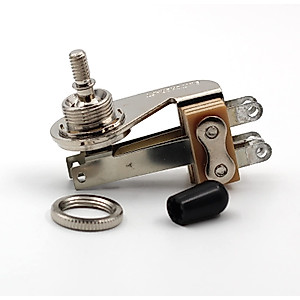 Switchcraft 3-Way Right Angle L-Type Toggle Switch w/Genuine Switchcraft Tip - Black, White, Cream or Amber - for Electric Guitar (Black Tip)