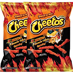 Cheetos Crunchy XXtra Flamin’ Hot Net Wt. 3.5 Baggies Snack Care Package for College, Military, Sports (2)