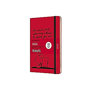 Moleskine Limited Edition Peanuts 12 Month 2022 Weekly Planner, Hard Cover, Large (5" x 8.25"), Scarlet Red