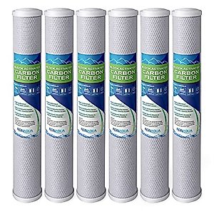 Standard Whole House Coconut Shell Carbon Block 5 Micron Water Filter 20” x 2.5” Fits 20” x 2.5” Housings. Remove Chlorine and Bad Odor. Compatible with C1-20, HX-CB-25-2010, F3WCB32 Pack of 6