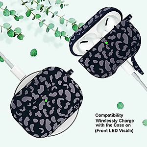 KOUJAON AirPods Pro Case Cover Soft Silicone Protective Skin with Keychain Cute Printed AirPods Pro Wireless Charging Case 2019 Full-Body Shockproof Shell for Women Men (Grey Cheetah)