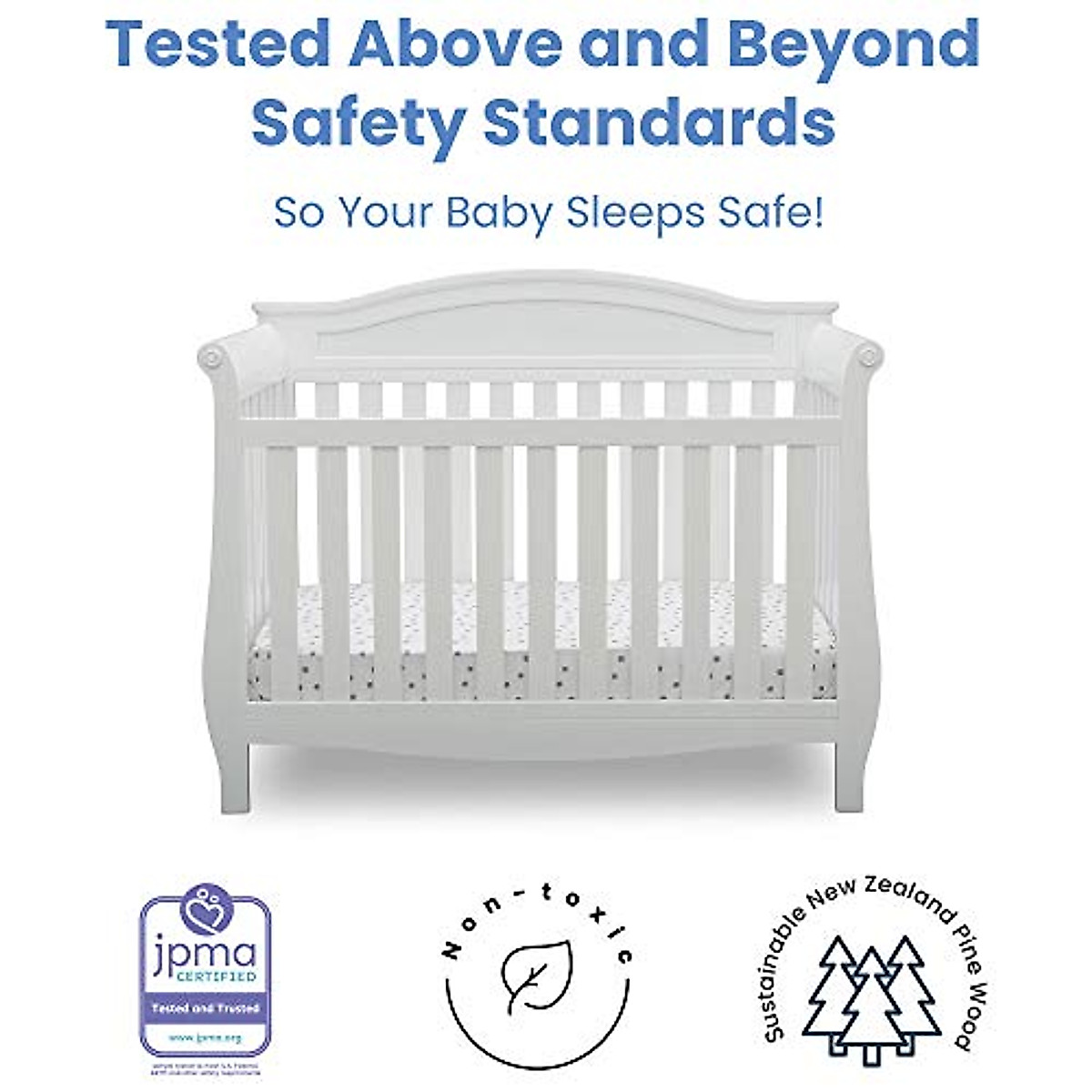 Delta Children Lancaster 4-in-1 Convertible Baby Crib, Bianca White