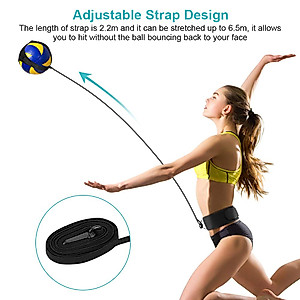 Volleyball Training Equipment Aid, Adjustable Solo Practice Soccer Volleyball Trainer, Volleyball Practice Rope for Serving, Spiking, Swing, Return Ball