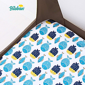 Pack and Play Sheets Fitted, 2 Pack Playard Sheet Fits for Graco Pack n Play Mattress, Mini Crib Sheets for Baby Boys & Girl