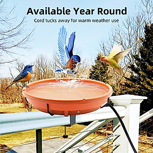 GIFANK [Clearance] Heated Bird Bath with Thermostatically Controlled 4-in-1 Bird Bath Bird Heater Heatable Bird Bath Bowl Heated Bird Waterer for Winter Outdoor Garden Yard Patio Lawn