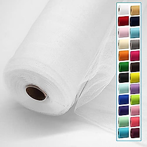 IONTACH White Tulle Fabric Rolls 54 Inch by 40 Yards Fabric Tulle Bolt for Wedding Decorations DIY White Tutu Baby Shower Table Skirt Ceiling Decor Birthday Party Craft Supplies
