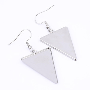 Reidgaller 10pcs Stainless Steel 23x33mm Triangle Cabochon Earring Bezel Setting Trays with Clear Glass DIY Ear Hooks Findings for Jewelry Making