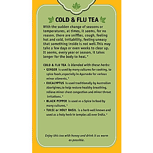 Herbal Cup Ayurveda Cold & Flu Tea, Organic Health & Wellness, No Caffeine Herbal Teas (16 Count, Pack of 1)
