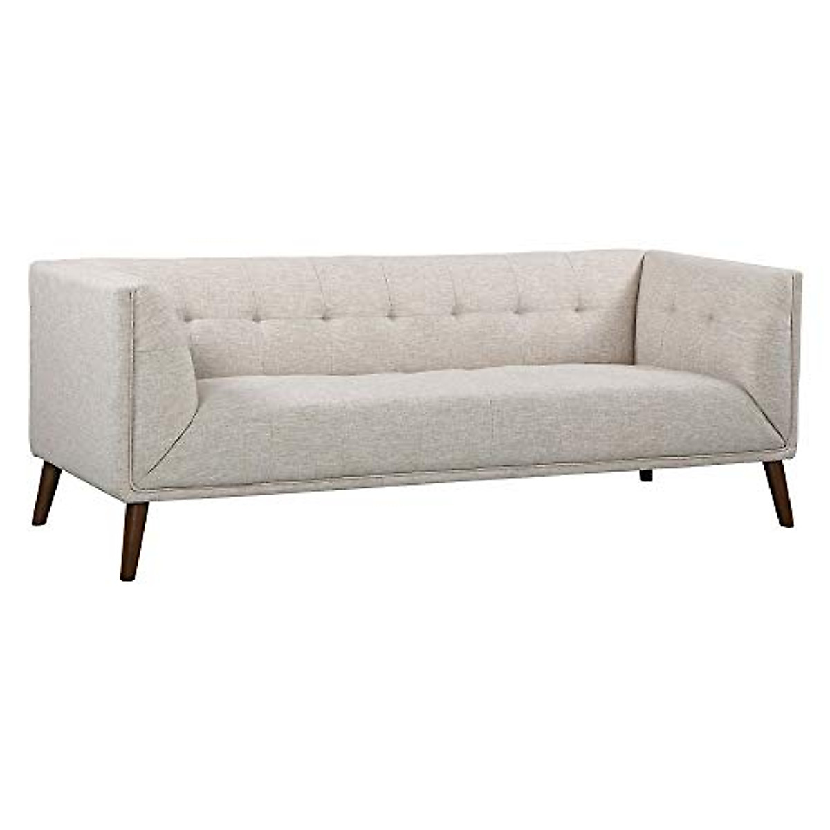 Armen Living Hudson Sofa in Beige Linen and Walnut Wood Finish
