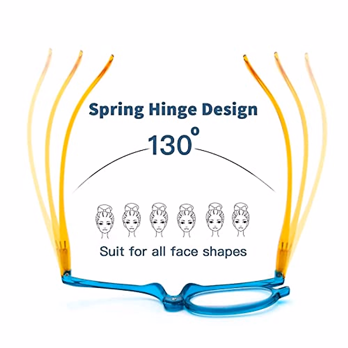 Amorays Makeup Reading Glasses for Women - Magnifying Cosmetic Make Up Readers Flip Eyeglasses (Blue, 1.5 diopters)