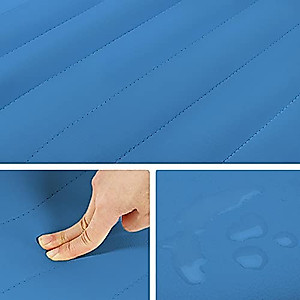 Topeakmart Office Chair Low-Back Armless Desk Chair Leather Ribbed Computer Chair Adjustable Height and 360° Swivel, Blue