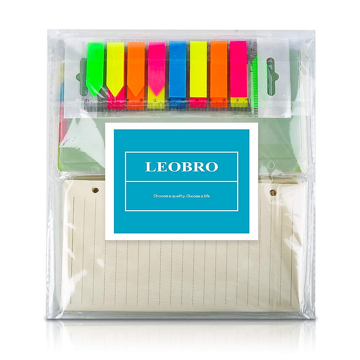 A6 Refill Paper, 3 Pack 45PCS A6 6 Ring Loose Leaf Paper, 2 Pack 160PCS Neon Page Markers, with Binder Pockets & Binder Dividers, LEOBRO A6 Lined Paper Refills for A6 Binder Planner Notebook Journal