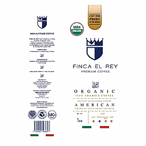 Finca El Rey, Organic Coffee Beans Whole, Veracruz Mexico Single Origin, Coffee Whole Beans, Whole Bean Coffee Medium Roast Coffee, Coffee Organic, Expresso Beans, Certified USDA Organic, 1LB Bag