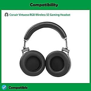 DowiTech Thickened Protein Lether Headphone Replacement Ear Pads Cushions Headset Earpads Compatible with Corsair Virtuoso RGB Wireless SE Gaming Headset