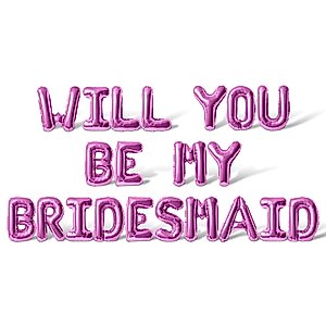 Letter Balloons - WILL YOU BE MY BRIDESMAID 16" Inch Alphabet Letters Foil Mylar Balloon Bridesmaid Wedding Proposal Banner (Pink)