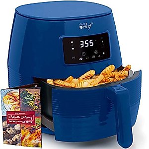 Deco Chef 5.8QT (19.3 Cup) Digital Electric Air Fryer with Accessories and Cookbook- Air Frying, Roasting, Baking, Crisping, and Reheating for Healthier and Faster Cooking (Blue)