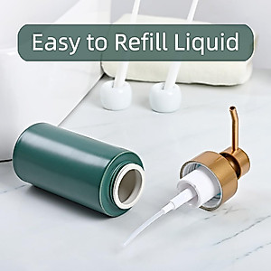 Ceramic Foaming Hand Soap Dispenser for Bathroom, Elegant Matte Bottle with Golden Pump (Black)