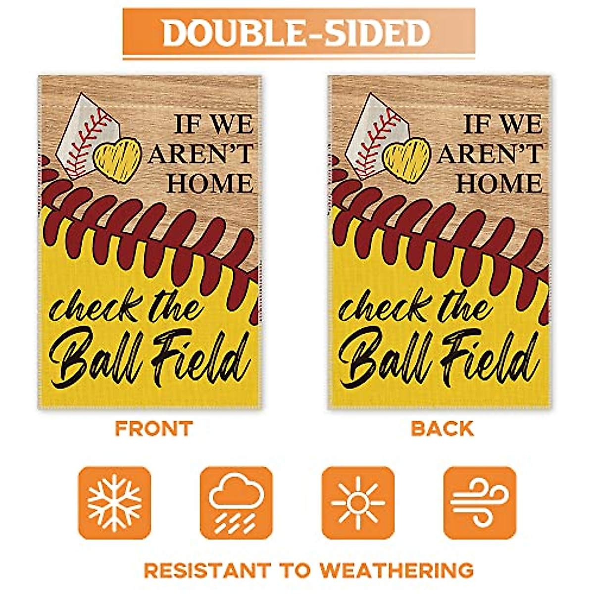 Hafhue If We Aren't Here Check The Ball Field Baseball Sport Garden Flags Outdoor Farmhouse Decorations Waterproof Double Sided Printing 12x18 In, Funny Gift for Baseball Lovers