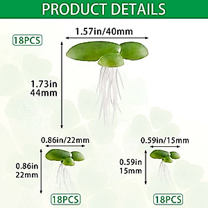 PAGOW 54pcs Floating Aquarium Plants, Plastic Fake Duckweed, Artificial Floating Plant for Aquarium(1.57x1.73inch / 40x44mm, 0.86x0.86inch/22mmx22mm, 0.59x0.59inch/15x15mm)