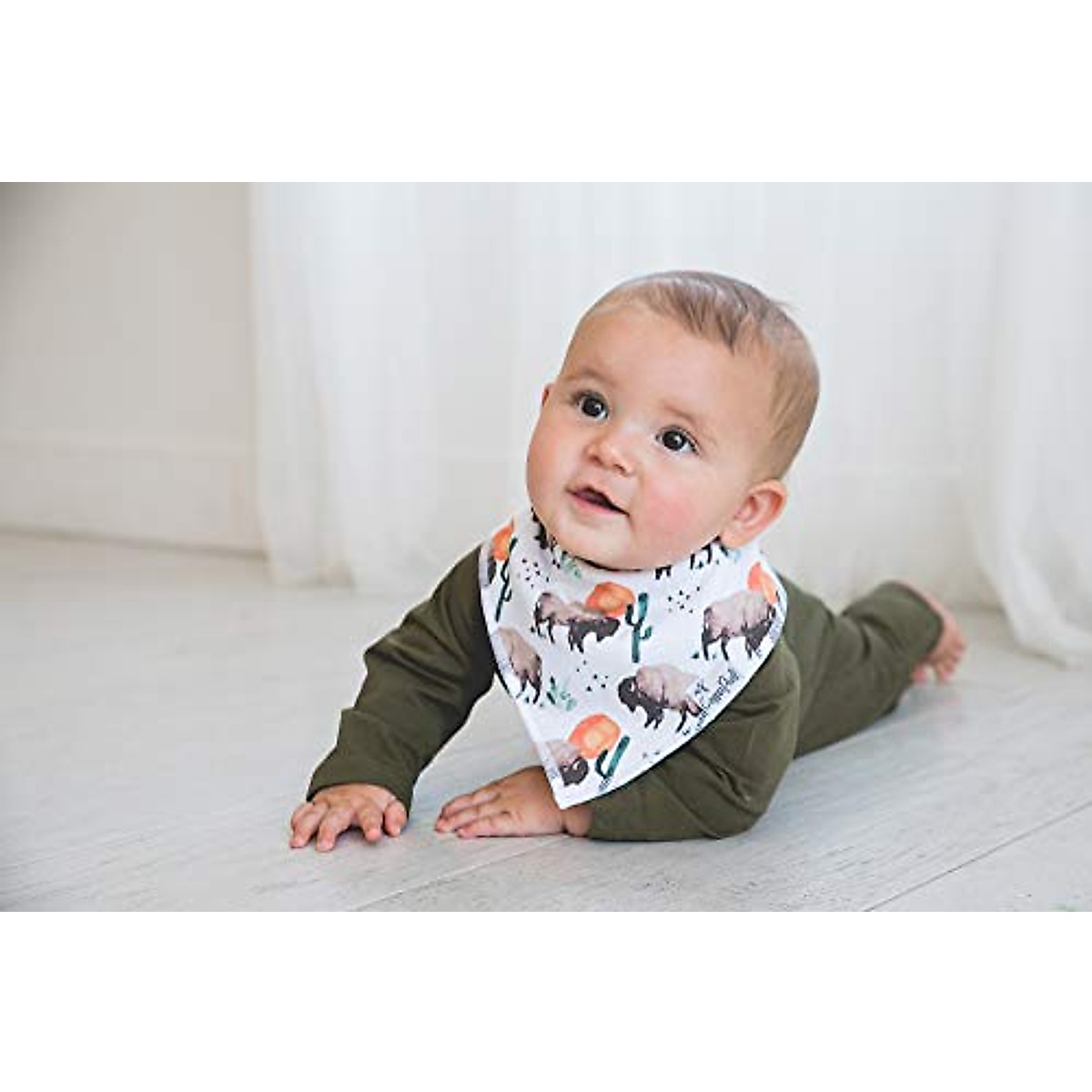 Copper Pearl Baby Bandana Drool Bibs for Drooling and Teething 4 Pack Gift Set “Bison, Soft Set of Cloth Bandana Bibs for Any Baby Girl or Boy, Cute Registry Ideas for Baby Shower Gifts