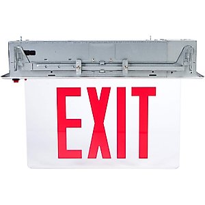 Morris Products LED Exit Sign – Recessed Mount Edge – Red on Clear Panel, Black Housing – Compact, Low-Profile Design – Single Sided Legend – Energy Efficient, High Output – 1 Count