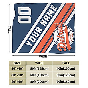 Custom Baseball Throw Blankets Personalized Ultra-Soft Micro Fleece Blankets with Name Numbers for Fans Gifts