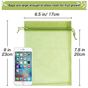100pcs Fruit Protection Bags 6x9 inch, Green Netting Cover Bags Drawstring Mesh Fruit Protectors Pest Barrier for Mangoes Tomatoes Fruit Trees Veggies Garden