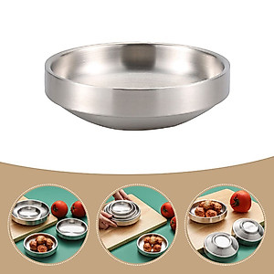 Hemoton Asian Snacks Soup Cereal Bowls Stainless Steel Double- wall Vacuum Insulated Bowl Korean Seasoning Plate Kimchi Dish Cold Dishes Container Appetizer Plates Size S Snack Container