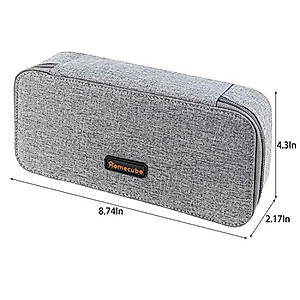 Homecube Pencil Case Big Capacity Pen Marker Holder Pouch Box Makeup Bag Oxford Cloth Large Storage Stationery Organizer with Zipper for School Office - Gray