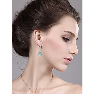 Gem Stone King 925 Sterling Silver Long Drop Dangle Elegant Wedding Bridal Chandelier Teardrop Earrings for Women | 2 Inch | Pear Shape 16X12MM | 20.00 Cttw